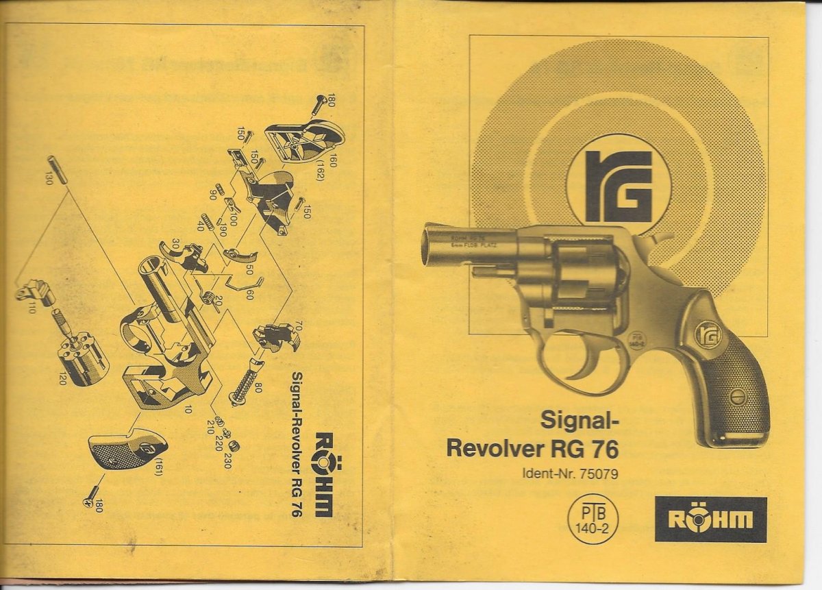 RÖHM Signalrevolver RG 76 - Brugsanvisninger f. våben - Bisgaard og Nielsen